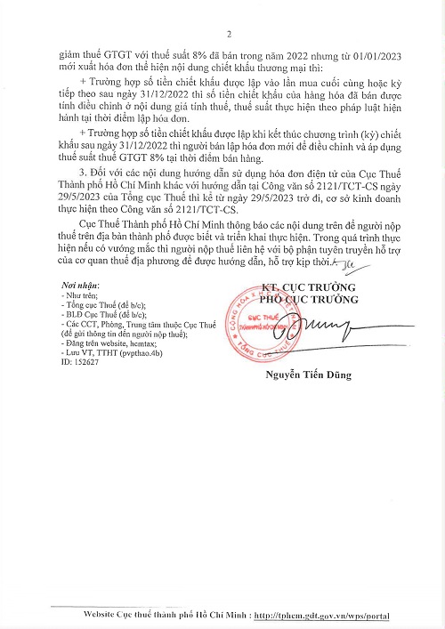 Công văn số 8999/CTTPHCM-TTHT ngày 19/7/2023 về hóa đơn điện tử